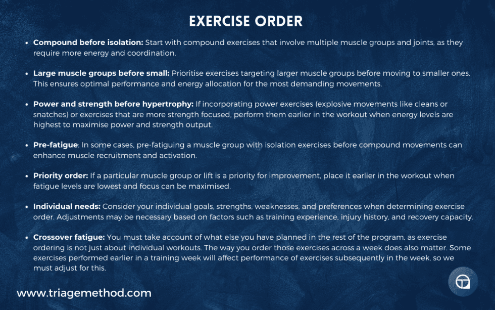 Exercise Selection, Variety and Ordering